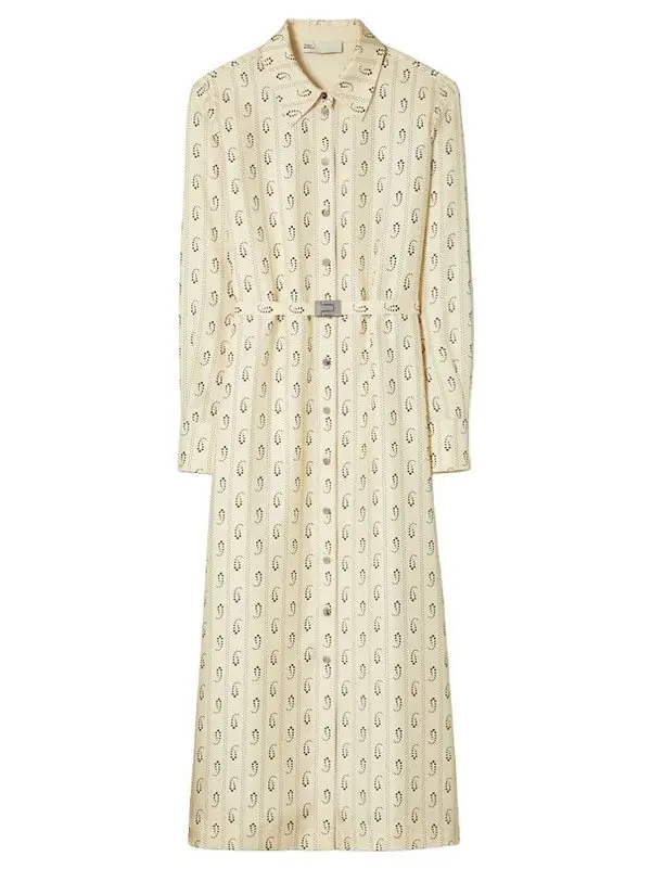 Tory Burch Printed Silk Shirtdress - Light Sand Paisley