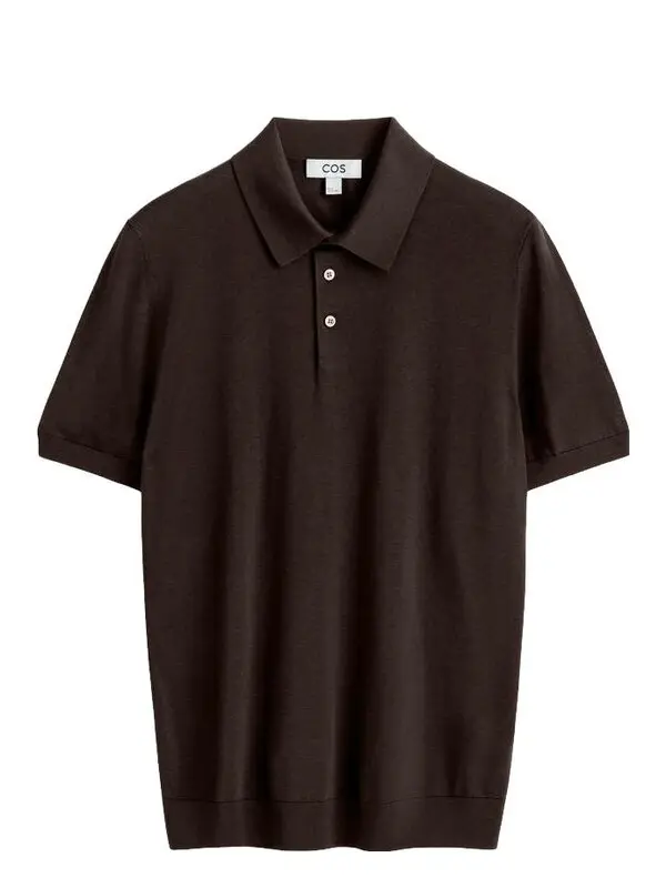 Cos Slim Knitted Silk Polo Shirt - Red