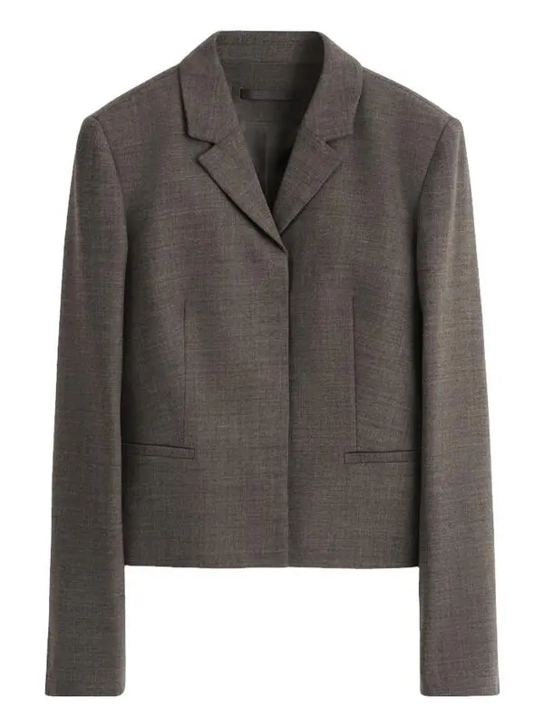 Cos Slim Waisted Wool Blend Blazer - Gray
