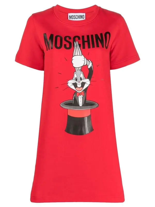 Moschino Bugs Bunny Print T-shirt Dress - Red