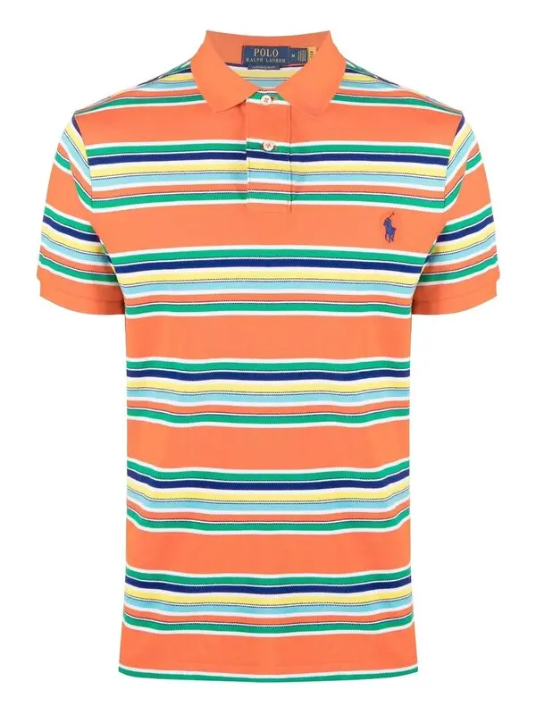 Polo Ralph Lauren Stripe-print Short-sleeved Polo Shirt - Orange
