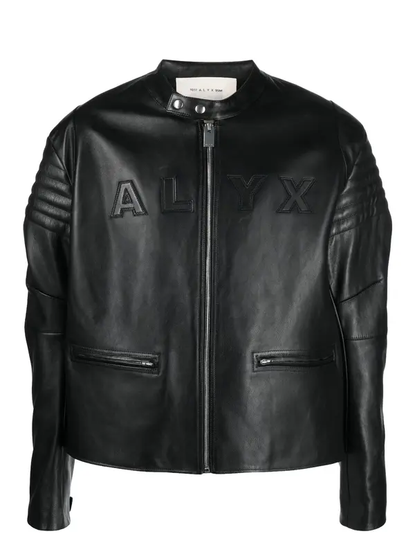 1017 Alyx 9sm Logo-embossed Leather Jacket - Black