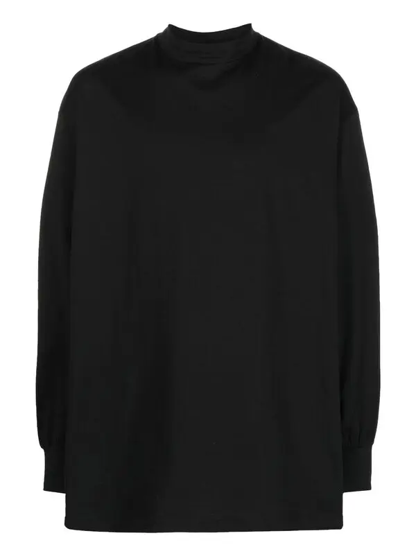 Y3 Mock-neck Long-sleeved Cotton T-shirt - Black