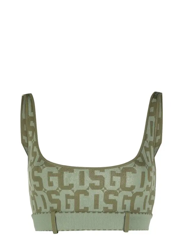 Gcds Monogram Print Sports Bra - Green