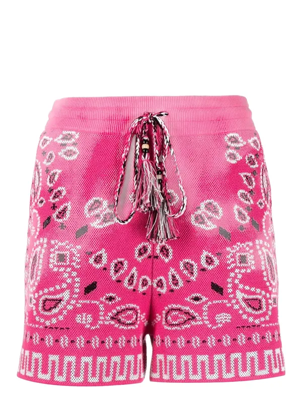 Alanui Bandana-print Pique Shorts - Pink