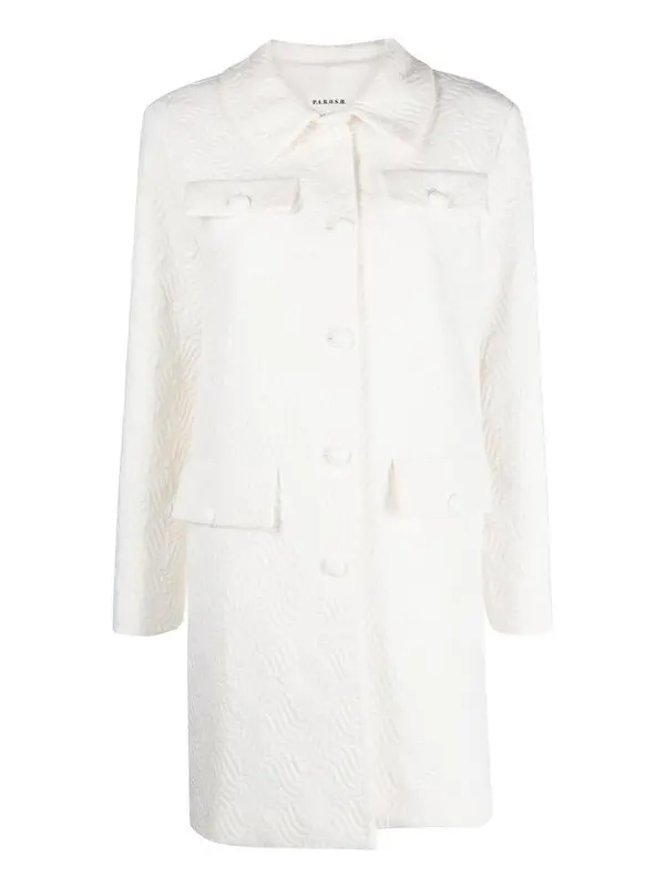 P.a.r.o.s.h Matelassé Single-breasted Coat - White