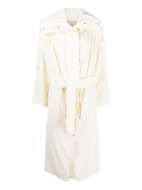 TWINSET Drawstring Waist Duster Coat - White