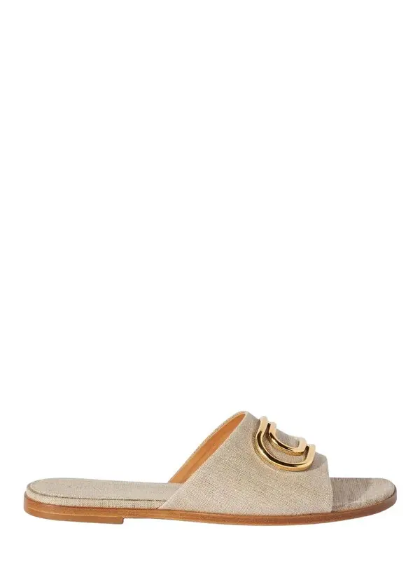 Off-White Logo-plaque Linen Slides - Neutrals