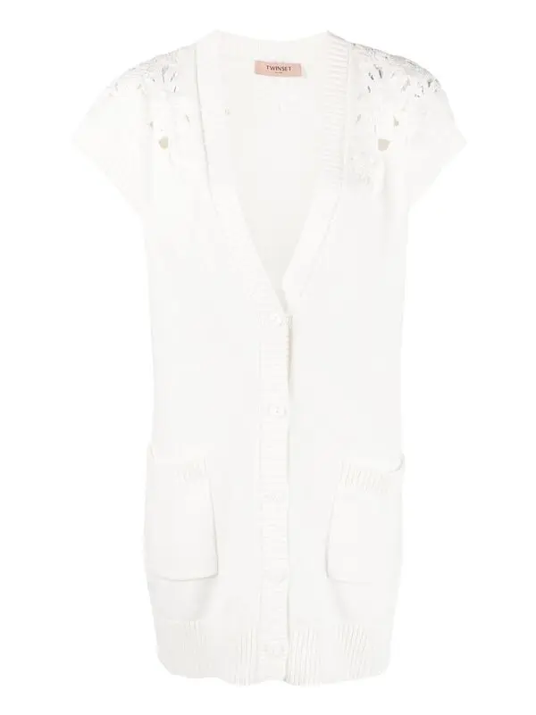 TWINSET Crochet-trim Cap-sleeve Cardigan - White