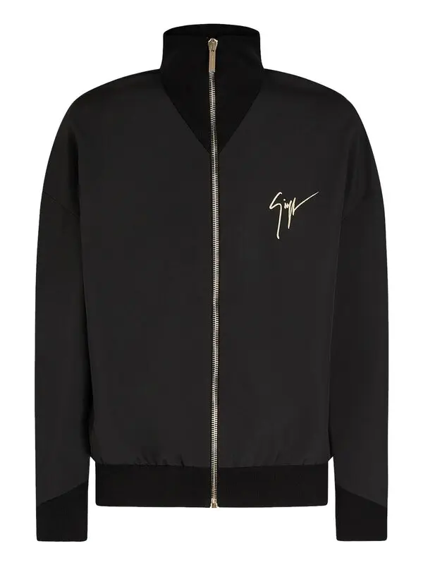 GIUSEPPE ZANOTTI Embroidered-logo Zip-up Bomber Jacket - Black