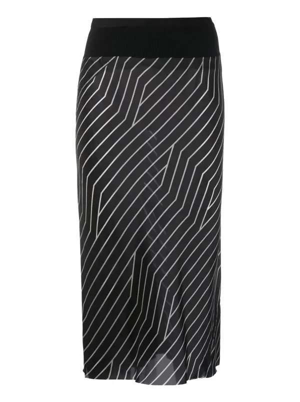 Rick Owens Multi-way Stripe Midi Skirt - Black