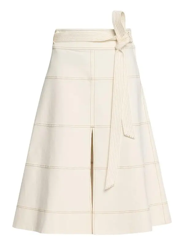 Tanya Taylor Hudson Denim Midi Skirt - Chalk