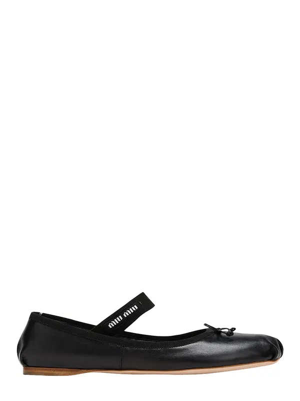 Miu Miu Leather Ballerina Flats - Nero
