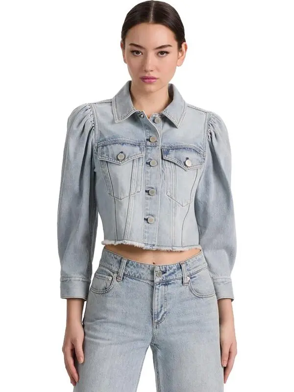Alice + Olivia Lana Denim Jacket - Blue