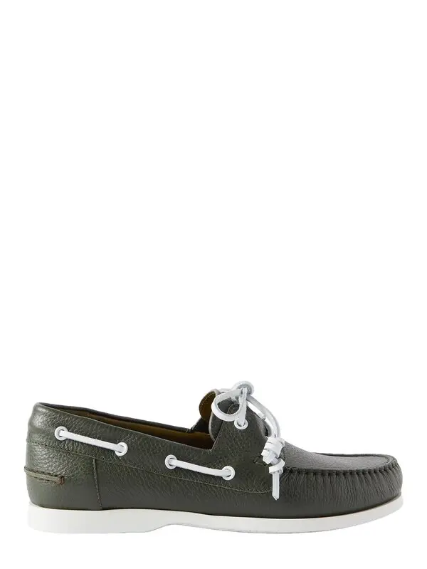 Manolo Blahnik Sidmouth Full-grain Leather Boat Shoes - Green