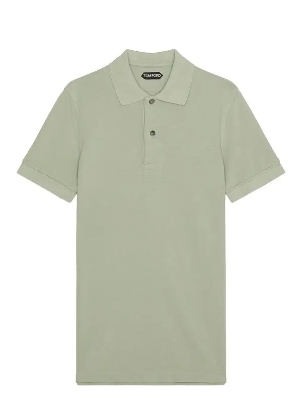 TOM FORD Tennis Piquet Short Sleeve Polo In Green - Menthol
