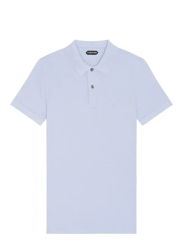 TOM FORD Tennis Piquet Short Sleeve Polo In Green - Periwinkle