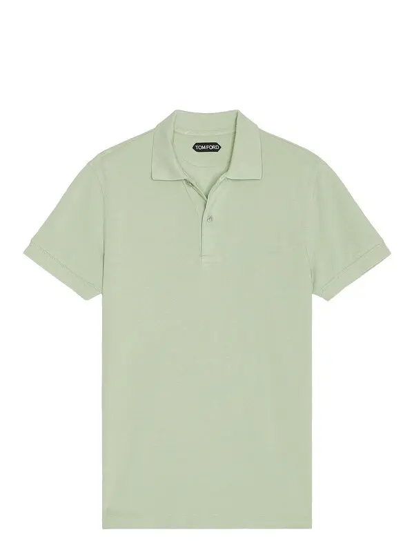 TOM FORD Tennis Piquet Short Sleeve Polo In Green - Pistachio