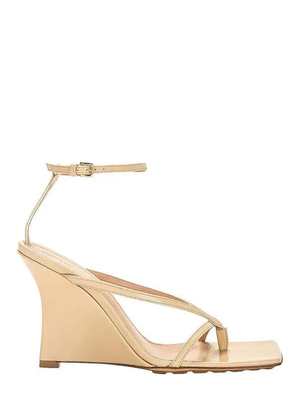 Bottega Veneta Stretch Ankle Strap Wedge Sandal - Cane Sugar