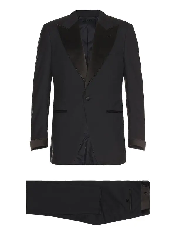TOM FORD Super 120's Plain Weave Atticus Evening Suit In Black - Ink