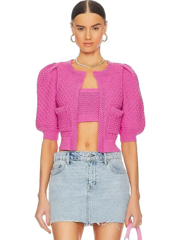 Majorelle Tamal Textured Knit Cardigan - Pink