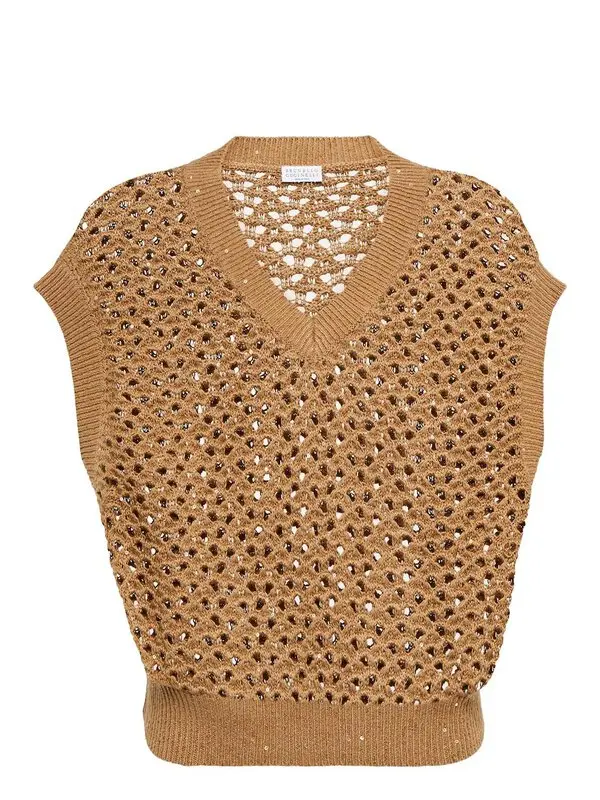 Brunello Cucinelli Open-knit Top - Brown
