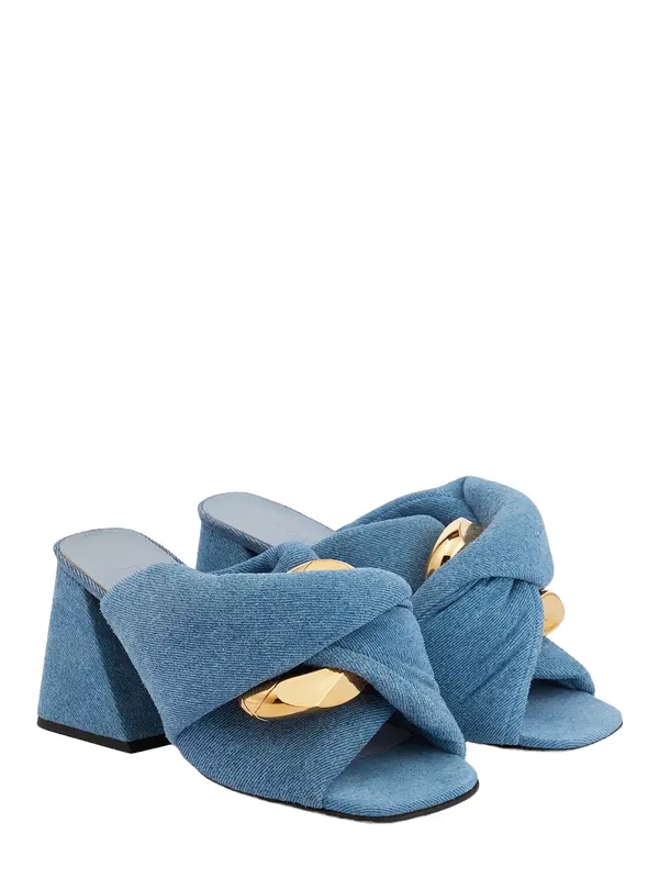JW Anderson Chain And Twist Denim Mules - Blue