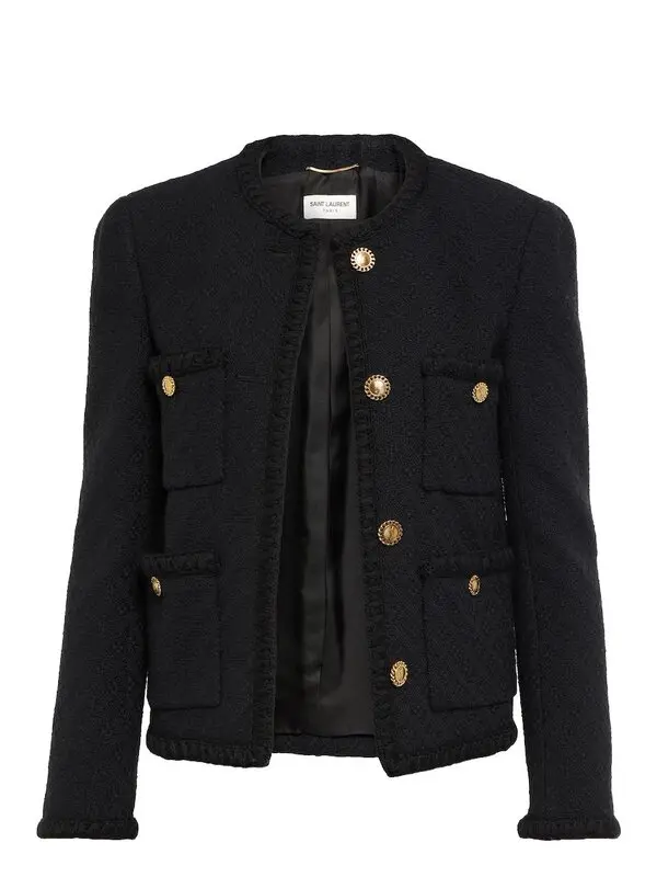 Saint Laurent Tweed Jacket - Blue