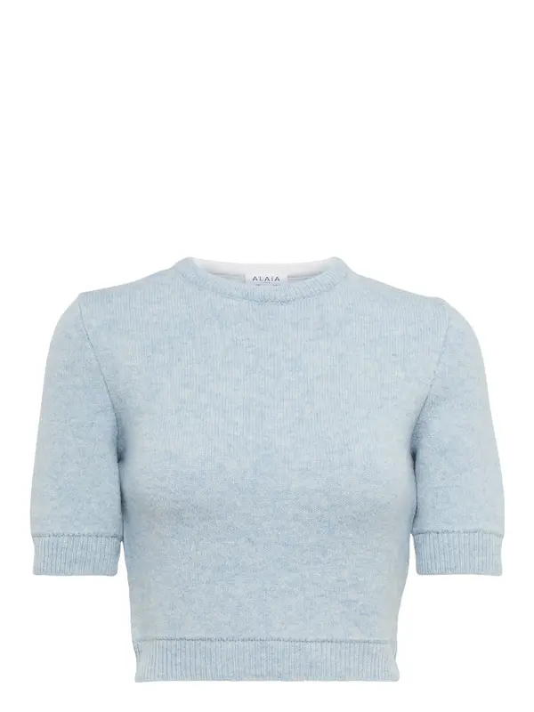 Alaïa Crop Wool Sweater - Blue