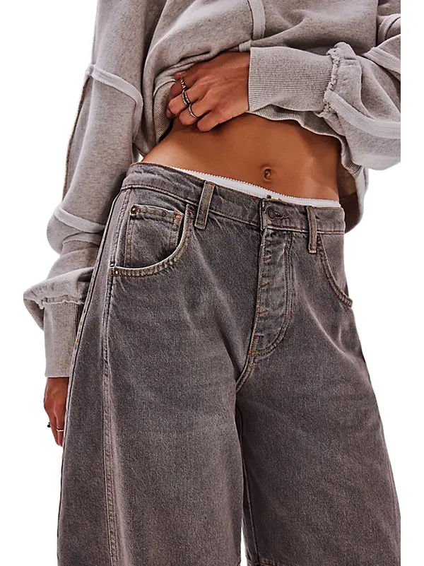 Free People We The Free Good Luck Barrel Jeans - Archive Grey