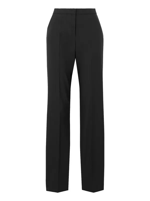 Another Tomorrow Pleated Straight-leg Pants - Black