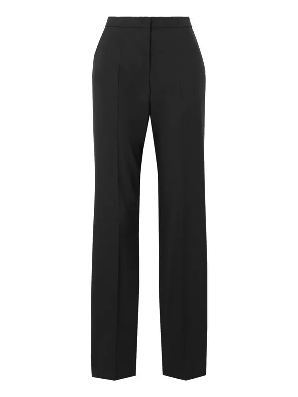 Another Tomorrow Pleated Straight-leg Pants - Black