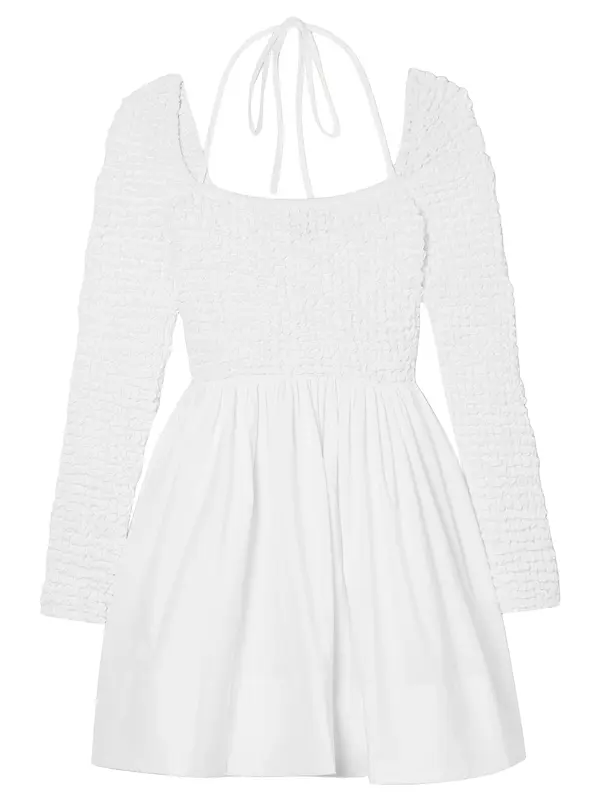 Staud Cassidy Cotton-poplin Mini Dress - White