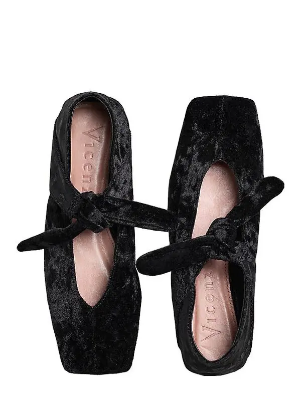 VICENZA Bow Mary Jane Flats - Black Velvet