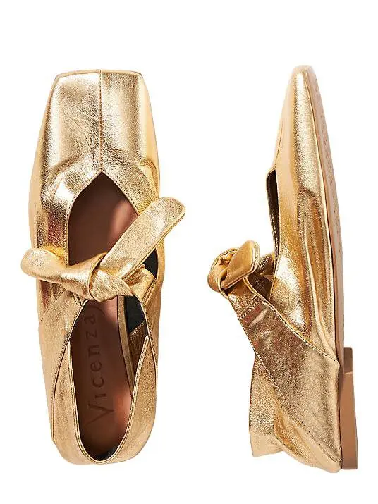 VICENZA Bow Mary Jane Flats - Gold