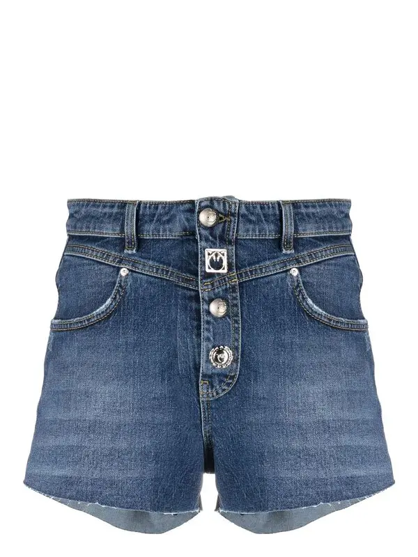 Pinko Button Frayed Shorts - Blue