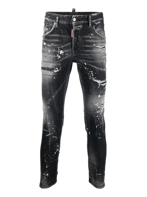 Dsquared2 Paint Splatter Distressed Skinny Jeans - Grey