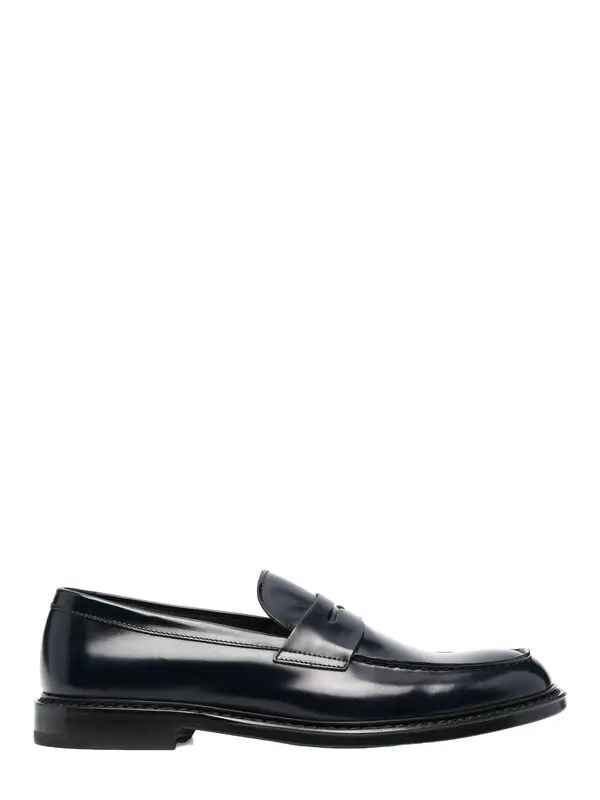 DOUCAL'S Almond-toe Leather Loafers - Black
