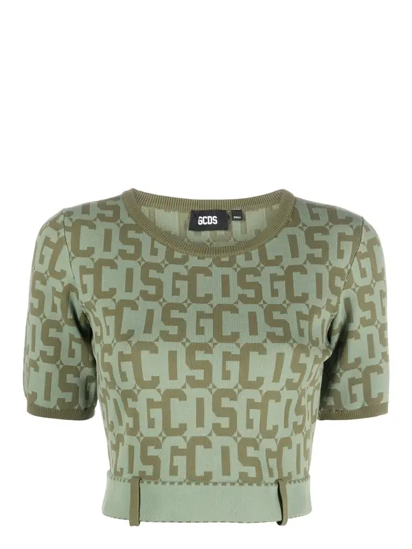 Gcds Matilda Monogram Cropped Top - Green