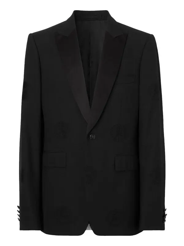Burberry Oak Leaf Crest Jacquard Tuxedo Jacket - Black