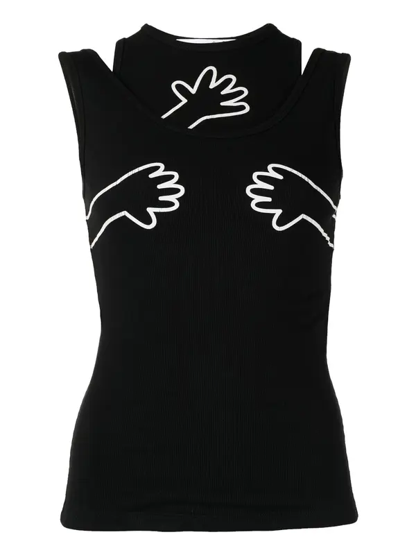 Natasha Zinko Graphic-print Cut-out Tank - Black