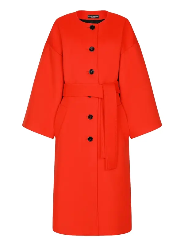 Dolce & Gabbana Belted Single-breasted Coat - Orange