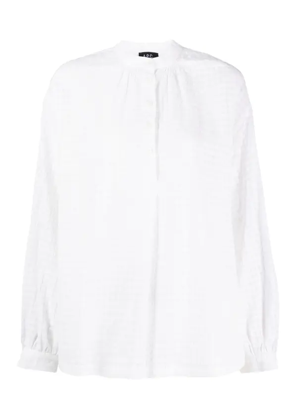 A.p.c. Flora Tartan-check Cotton Blouse - White