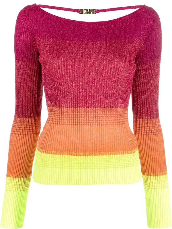 Gcds Colour-block Ribbed-knit Jumper - Pink