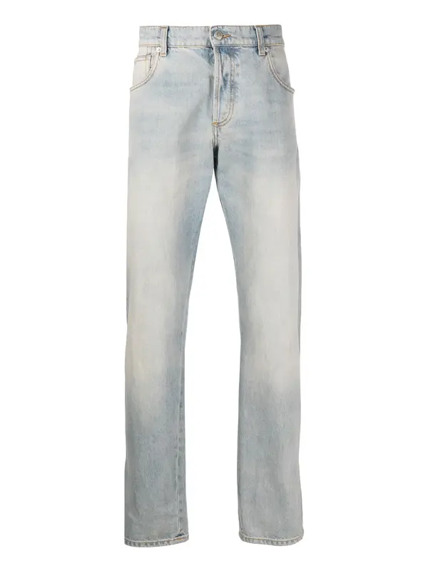 Alexander McQueen Logo-patch Washed Cotton Jeans - Blue