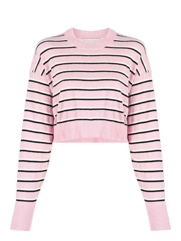Palm Angels Striped Cropped Jumper - Pink