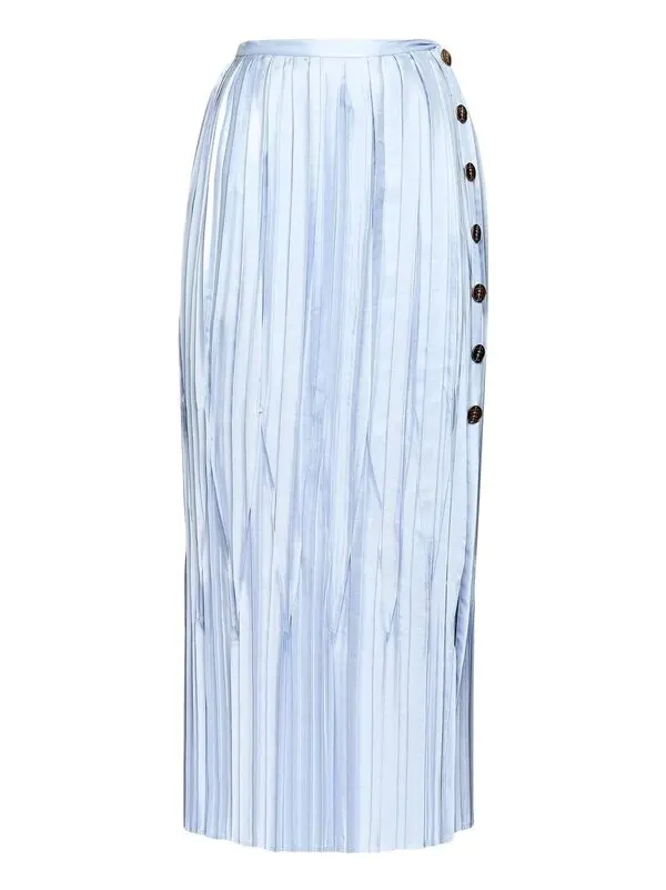 FERRAGAMO Pleated Silk Midi Skirt - Blue