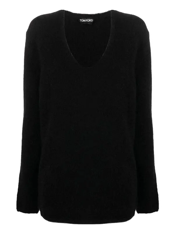 TOM FORD V-neck Knitted Jumper - Black