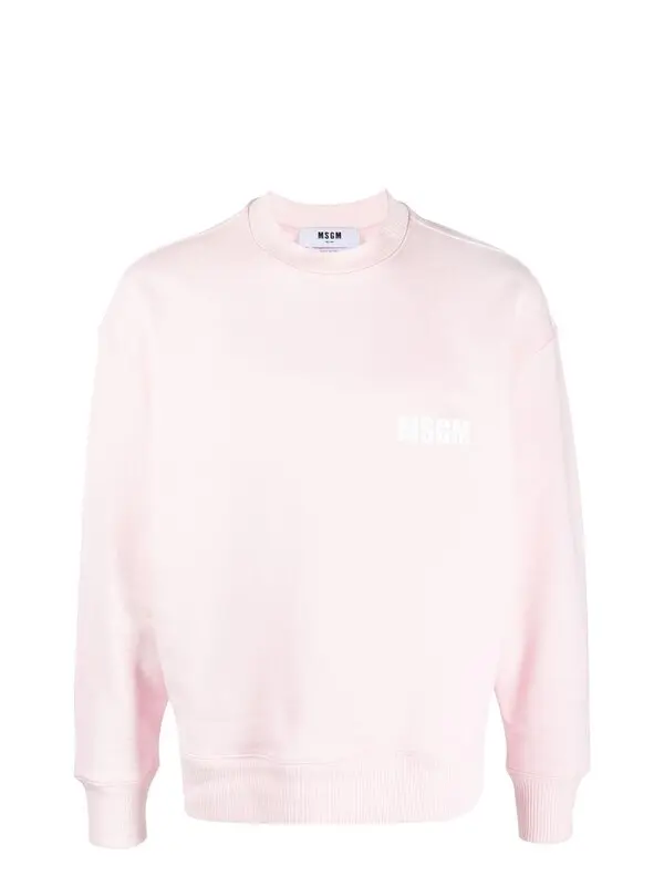 MSGM Logo-print Crew-neck Sweatshirt - Pink
