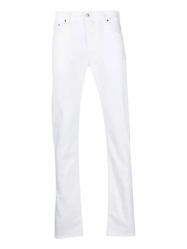 Jacob Cohen Straight-leg Jeans With Attached Scarf - White